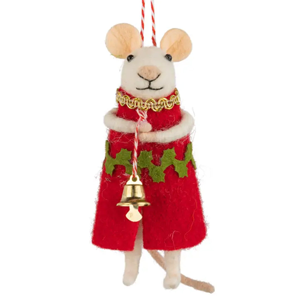 Mouse Holding Bell Felt Ornament 4.5" – Cuddle Decor