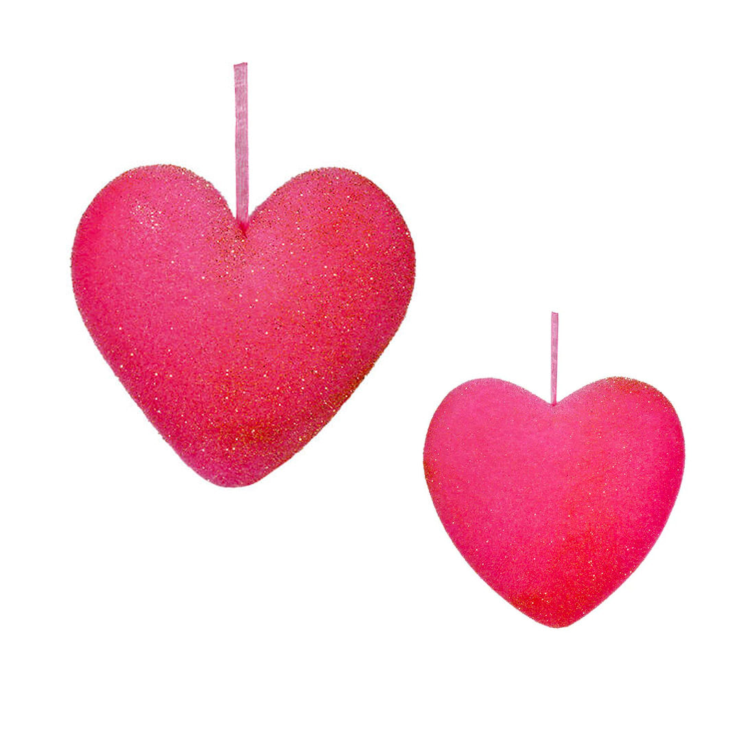 Flocked Heart Pink Set of 2 by One Hundred 80 Degrees – Cuddle Decor