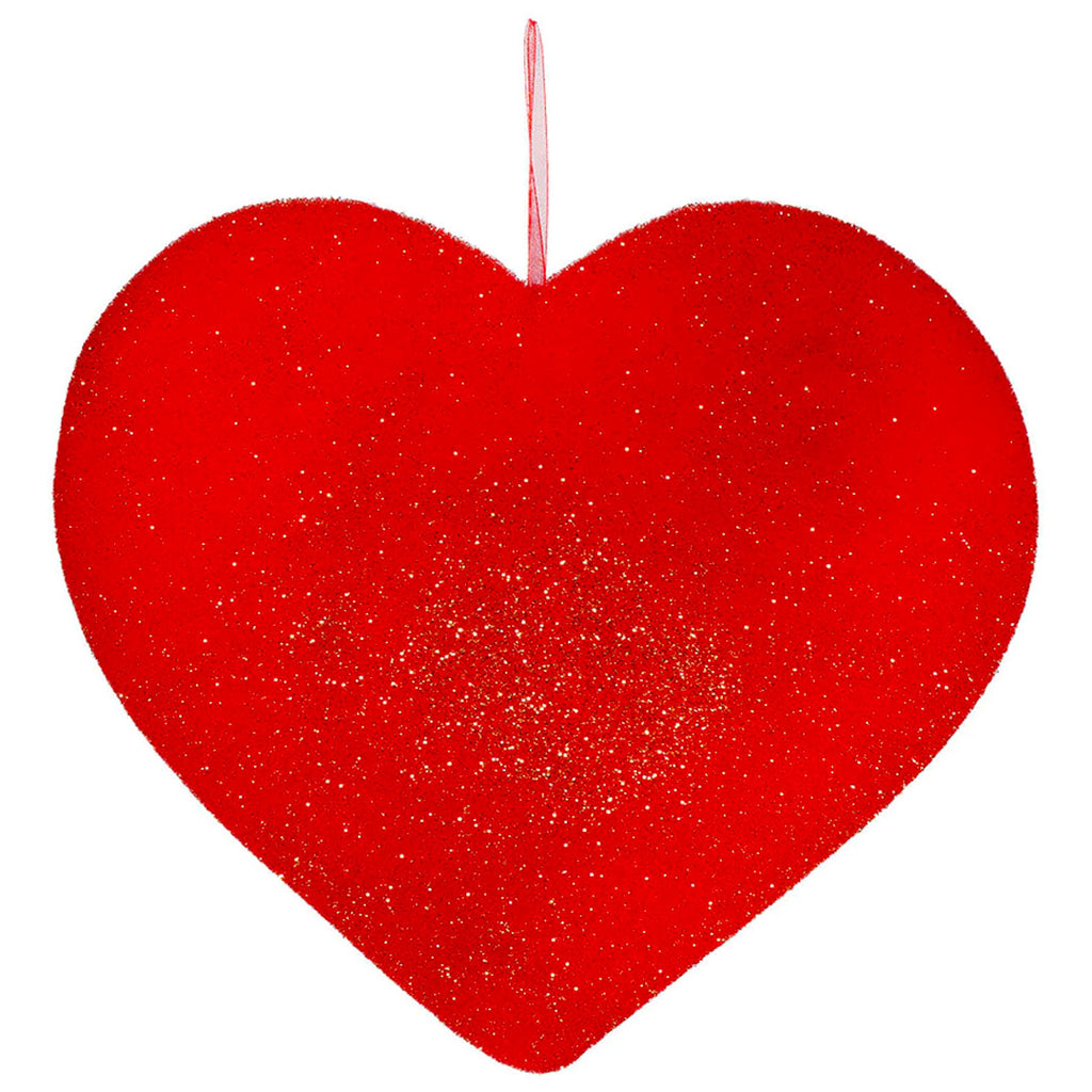 Flocked Heart Red Large Red by One Hundred 80 Degrees – Cuddle Decor